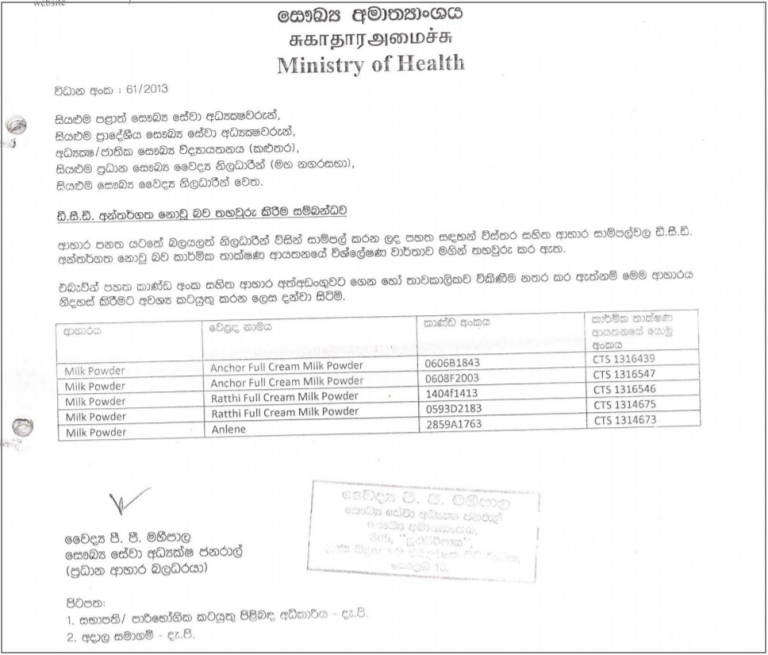 Misleading claims on DCD levels in Milk Powder - Fact Crescendo Sri ...