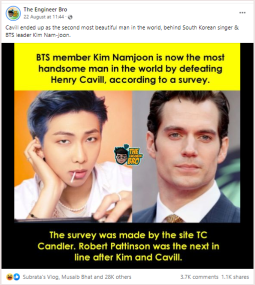 Kim Nam Joon Became The Most Handsome Man Find Out The Facts Fact