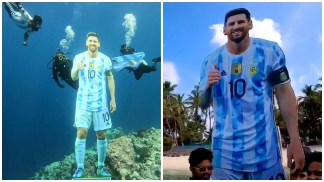 Football Fans from Kerala, Placed A Giant Cutout of Messi Under the Sea ...