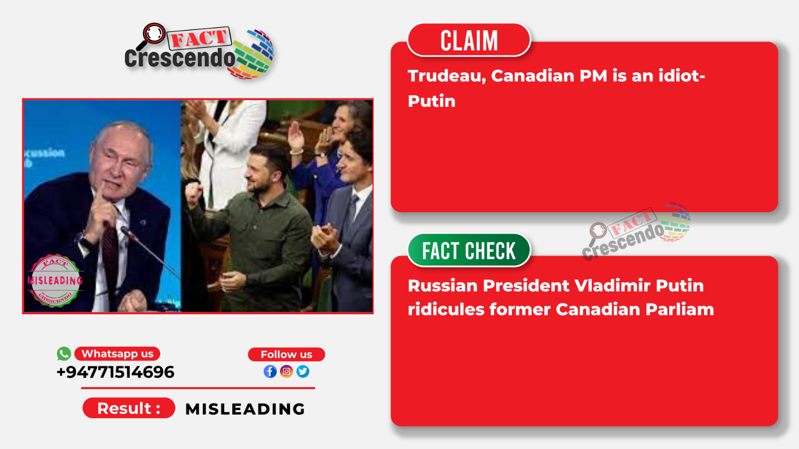 Putin did not say the Canadian PM is an idiot! - Fact Crescendo Sri ...