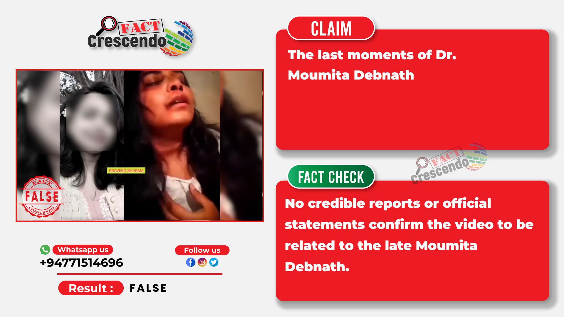 Video Claiming to Show Tragic Final Moments of Dr Moumita Is Unrelated ...