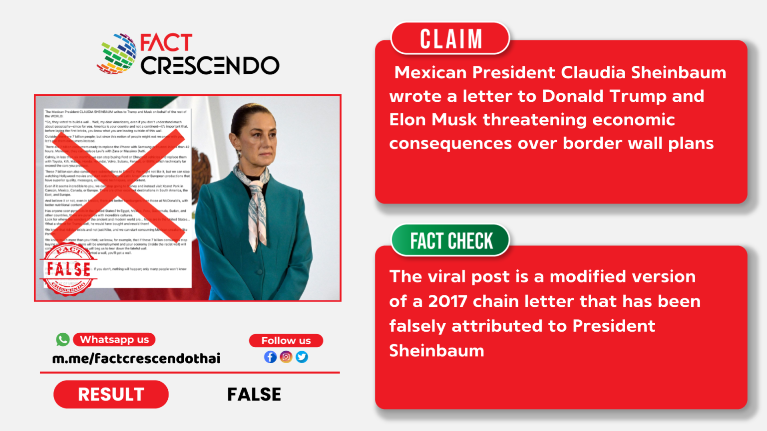 Viral "Letter" from Mexican President Sheinbaum to Trump and Musk is ...