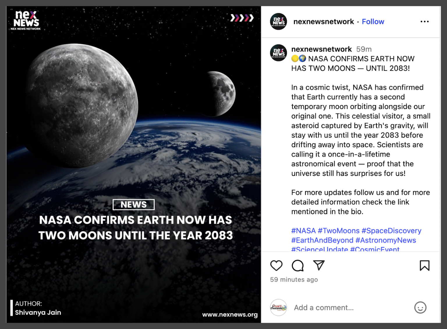 No, NASA Did Not Confirm That Earth Now Has Two Moons - Fact Crescendo ...