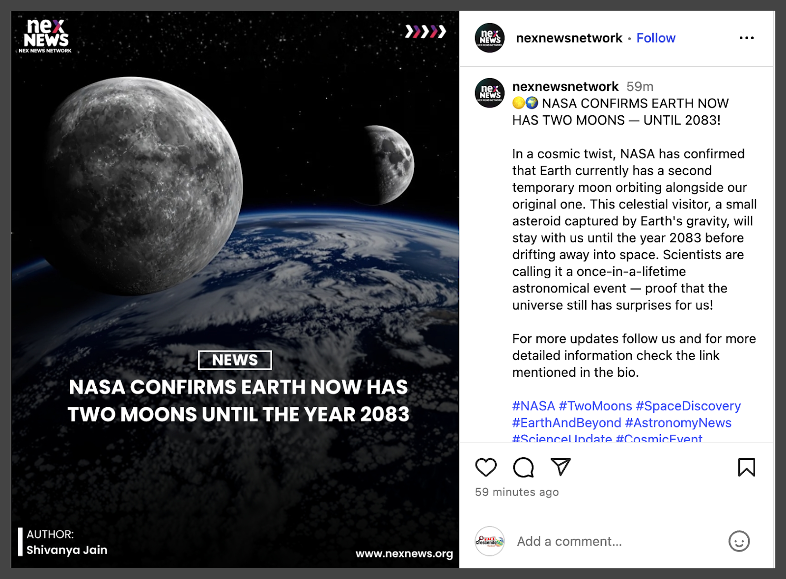 No, NASA Did Not Confirm That Earth Now Has Two Moons - Fact Crescendo ...